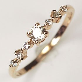 K18PG・ダイヤモンド0.2ct（SIクラス・鑑別書カード付） 7ストーンリング – キュートジュエリー