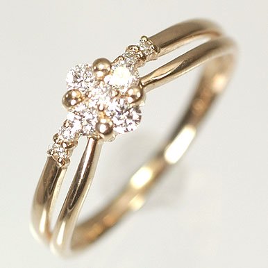 K18PG・ダイヤモンド0.2ct（SIクラス・鑑別書カード付） フラワーリング – キュートジュエリー