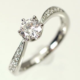 【婚約指輪】プラチナ・ダイヤモンド0.5ct（F・VS・3EX・H&C・鑑定書付） エンゲージリング – キュートジュエリー